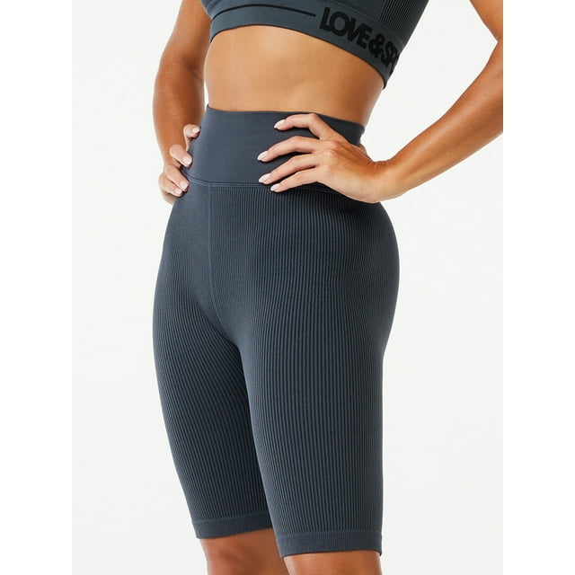 Love & Sports Women’s Seamless Ribbed Bike Shorts - Walmart.com