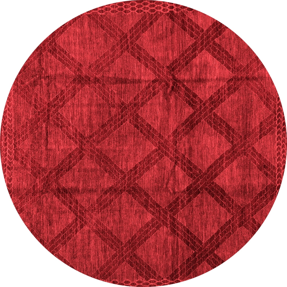 Ahgly Company Indoor Round Abstract Red Modern Area Rugs, 8' Round ...