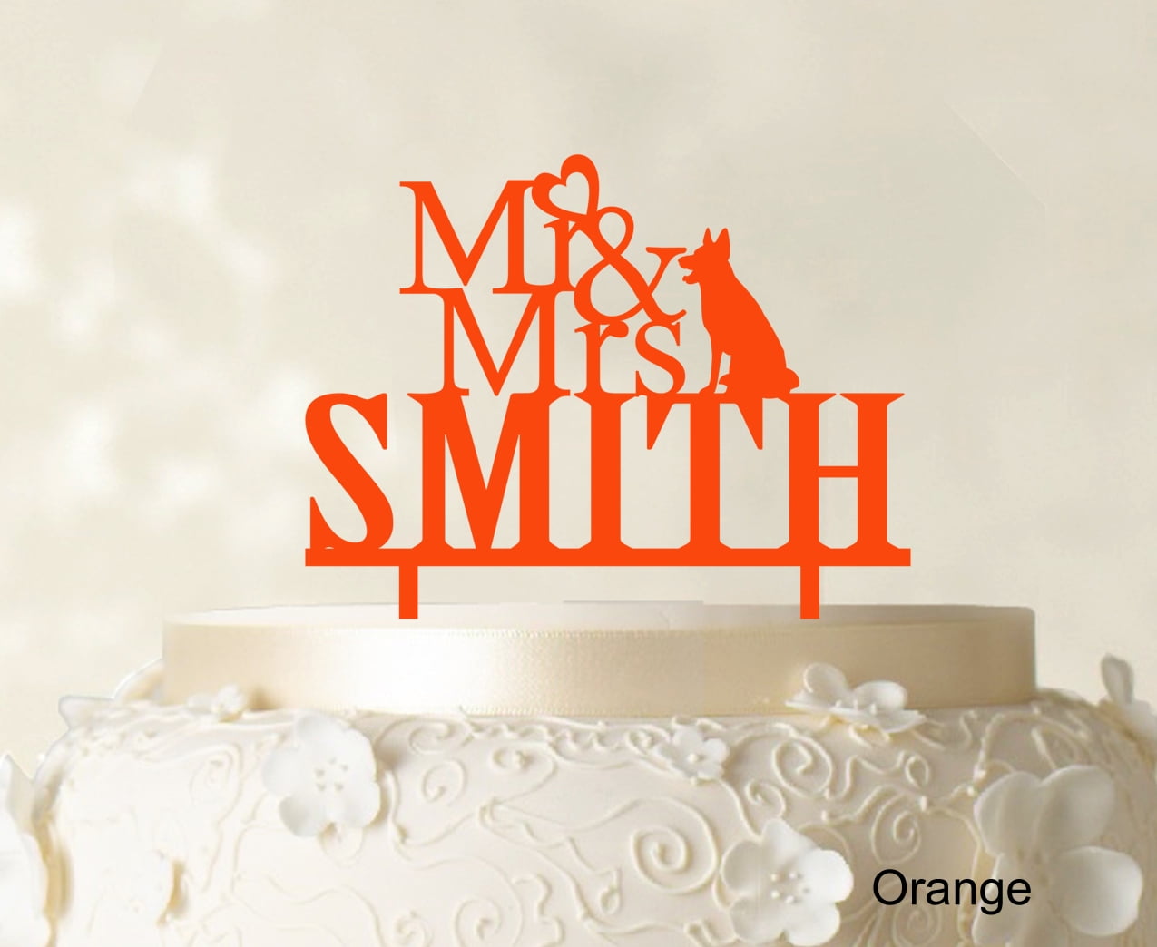 "Mr & Mrs Wedding Cake Topper Custom Orange Cake Topper Color Option ...