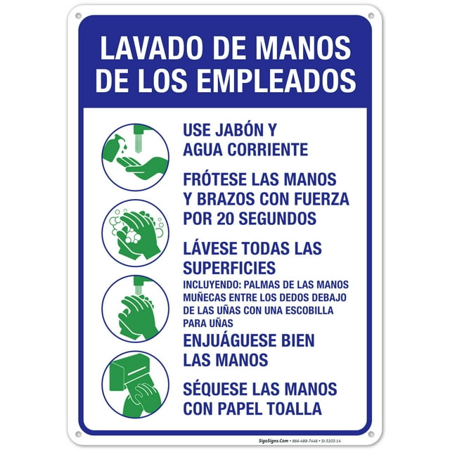 Hand Washing Sign Spanish, Hand Washing Instruction Sign, - Walmart.com