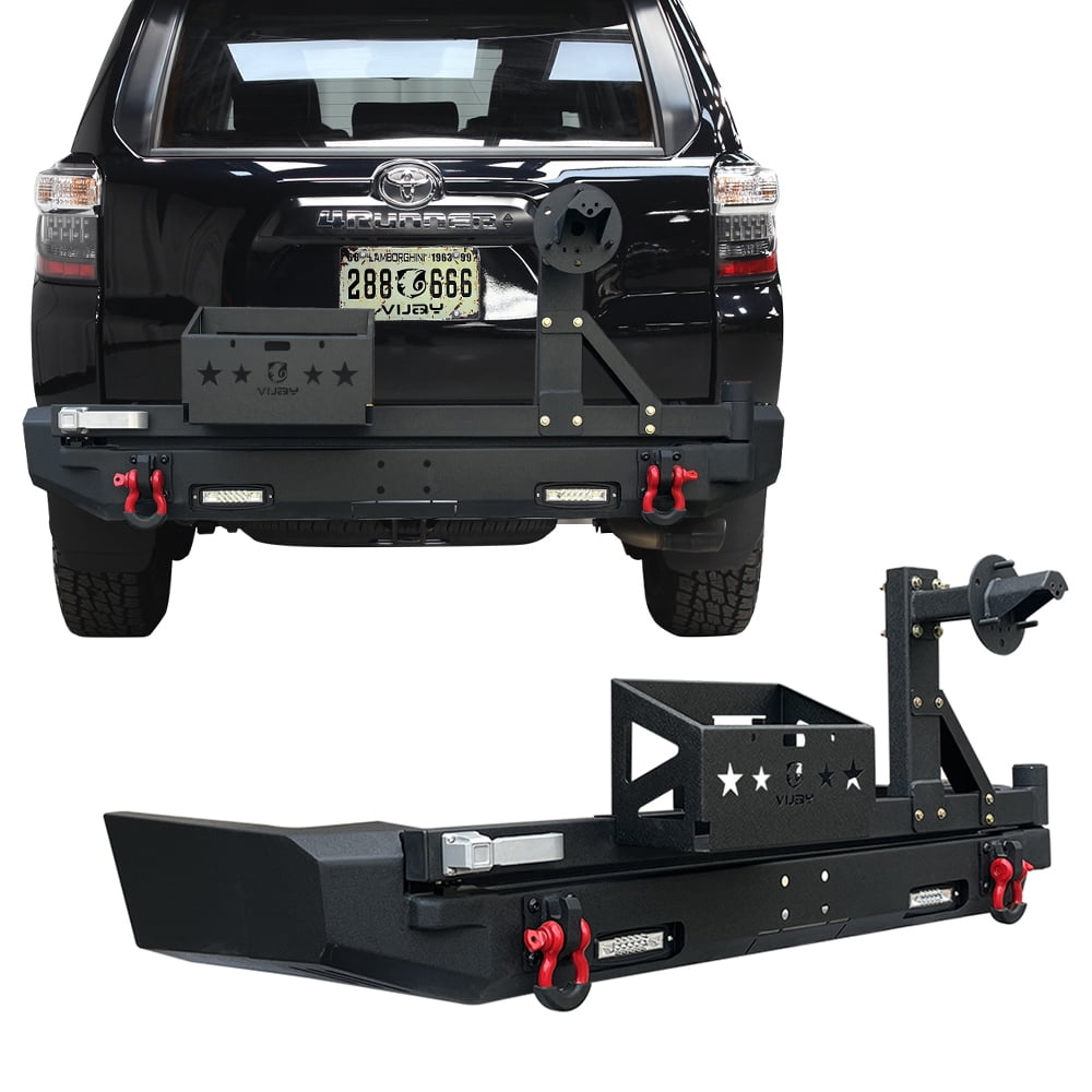 Vijay Black Steel Rear Bumper Fits 2015-2020 4Runner with Tire Carrier ...