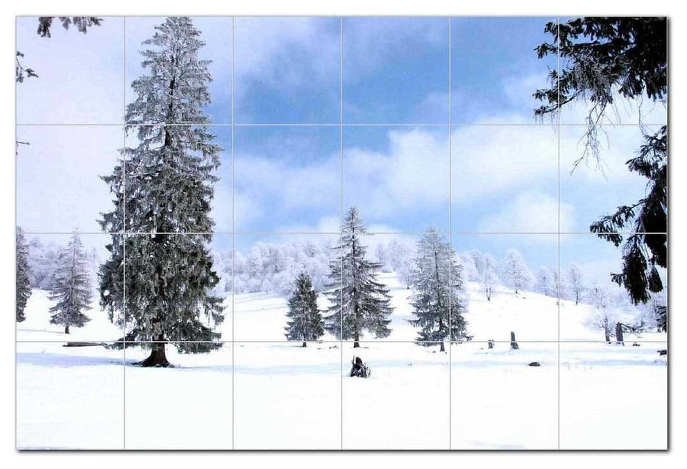 Winter Scene Ceramic Tile Mural Kitchen Backsplash Bathroom Shower ...