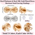 20Pcs 2 Colors Brass Stud Earring Findings with Loop Bowknot Mixed ...