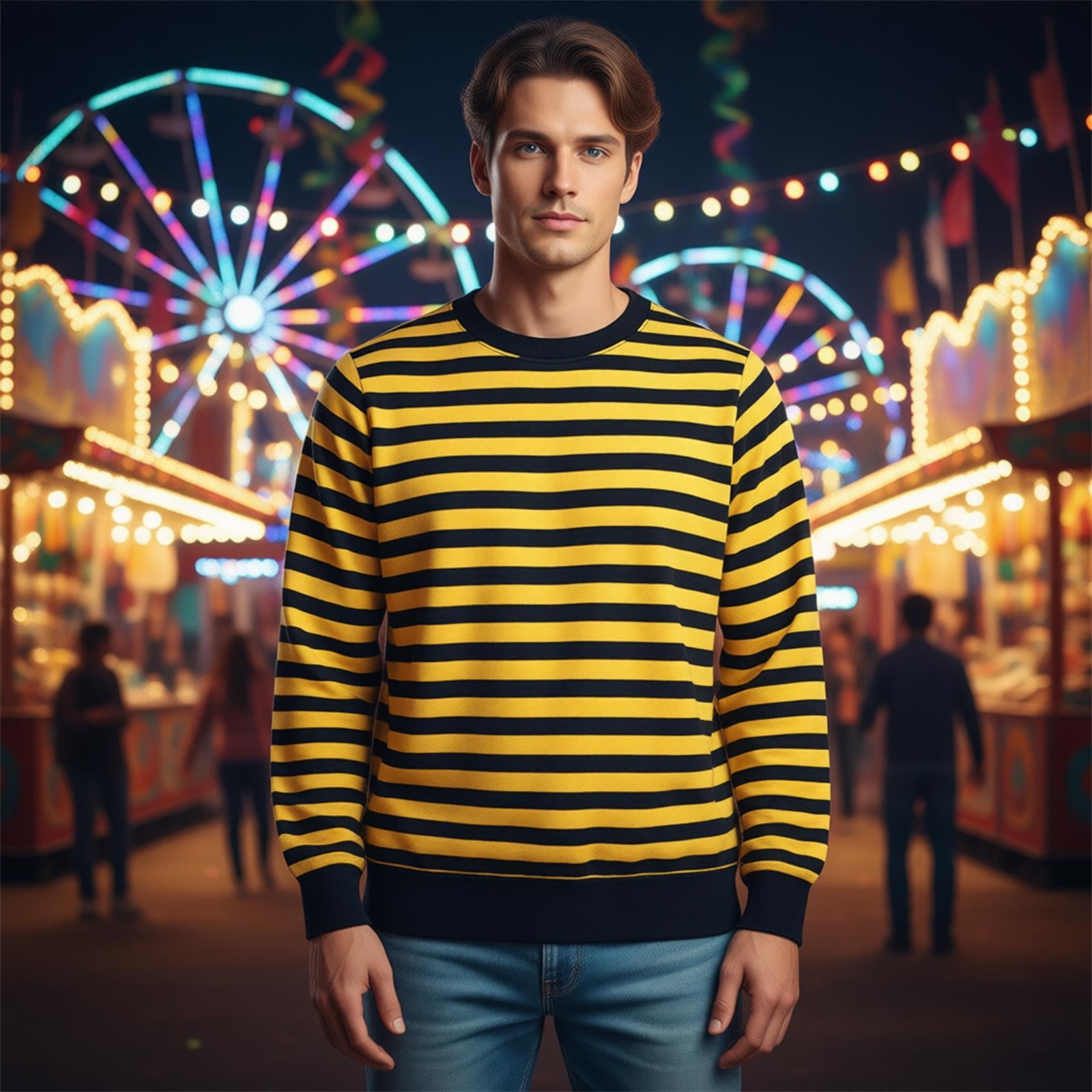 Click here for Wanpidan Mens Striped Long Sleeve Crewneck Sweatsh... prices