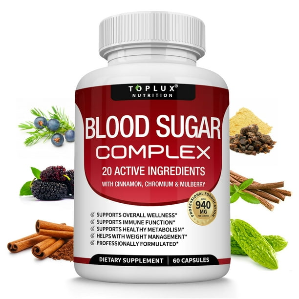 Toplux Blood Sugar Complex 20 Natural Ingredients with Cinnamon to ...