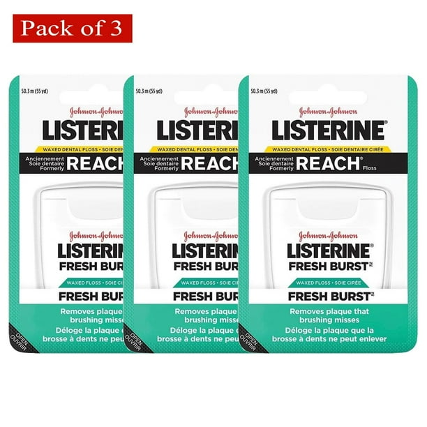 Listerine Fresh Burst Waxed Dental Floss 50.3m (Pack of 3) - Walmart.ca