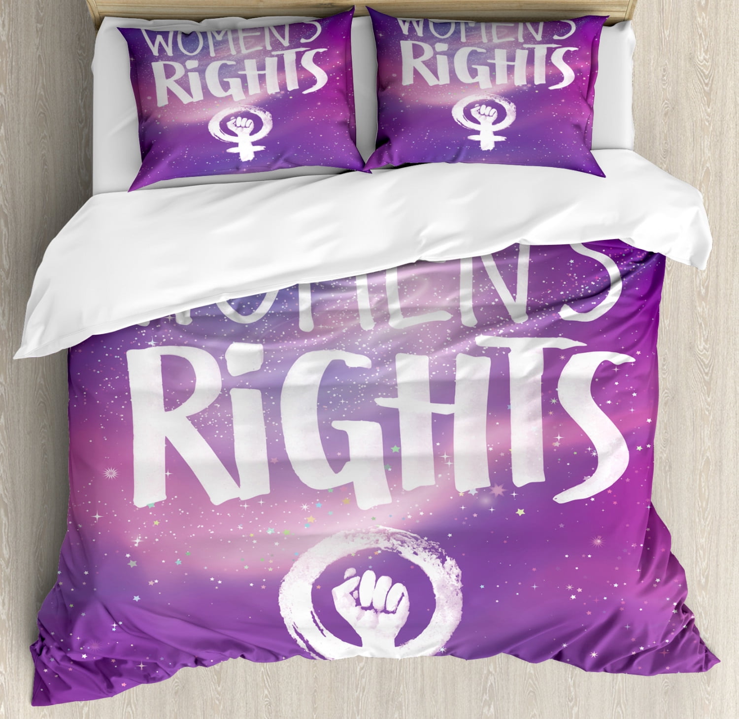 Girl Slogan Duvet Cover Set Queen Size, Womens Rights and a Proud Fist ...