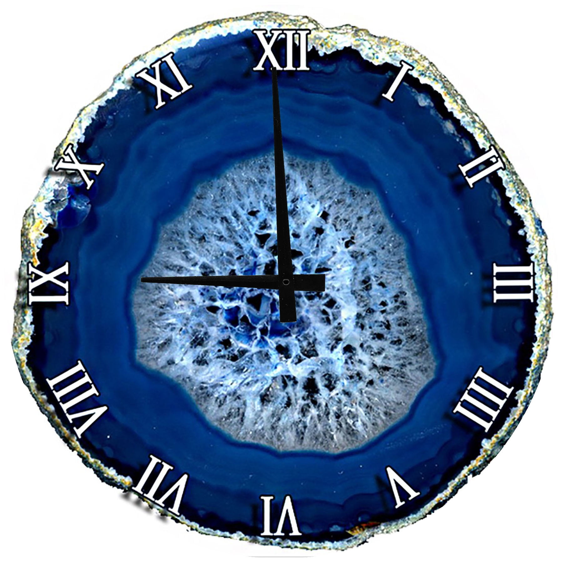 Large Wood Wall Clock 24 Inch Round Geology Gem Stone Round Small ...