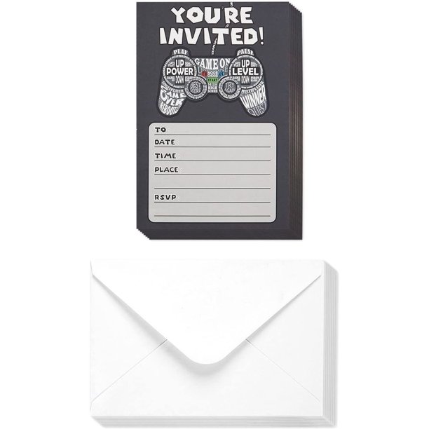 40-Pack Video Game Birthday Party Invitations with Envelopes, Kids ...