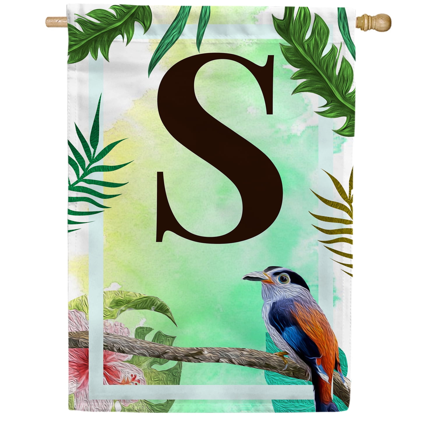 America Forever Tropical Summer Monogram House Flag Letter S 28 x 40 ...