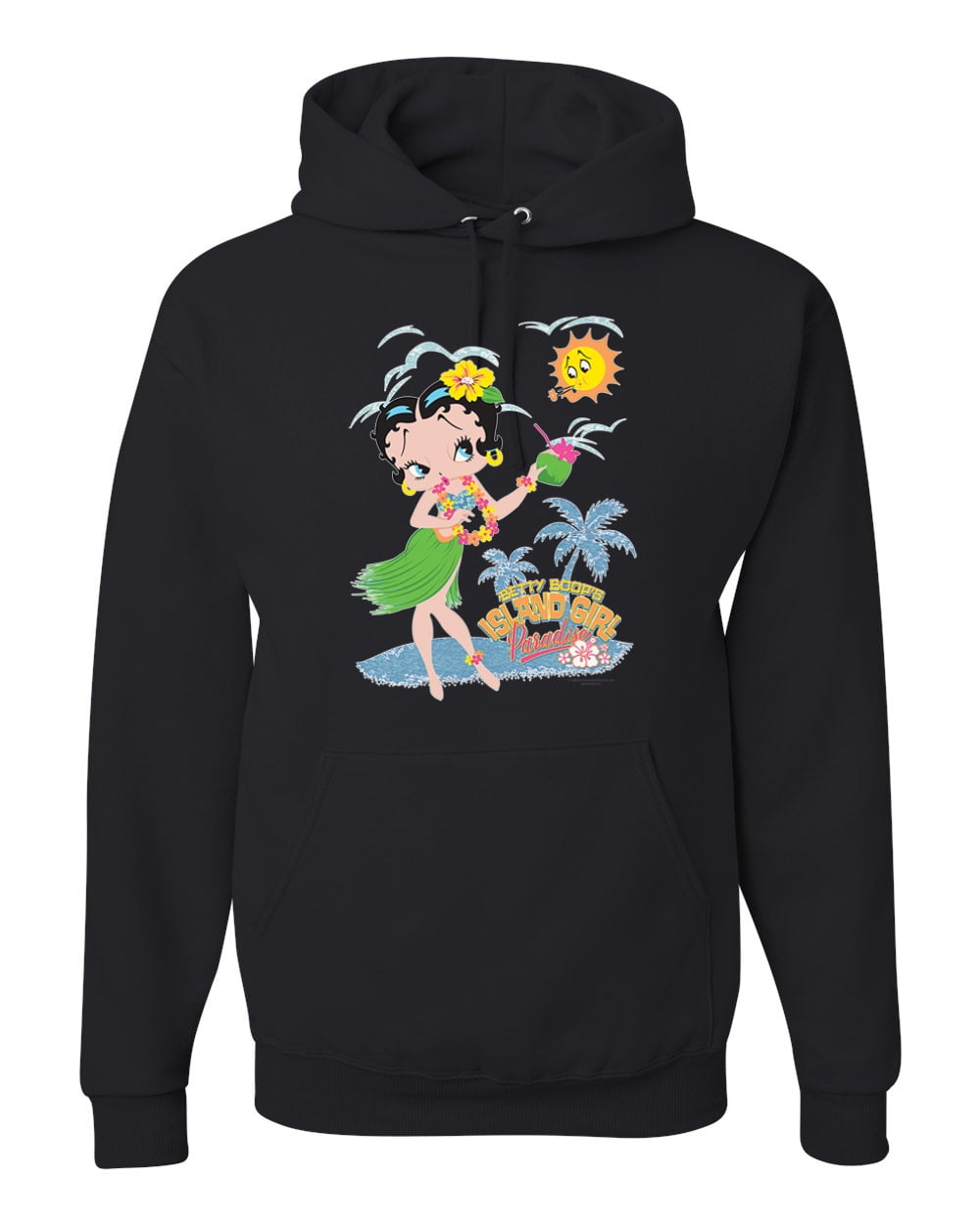Wild Bobby, Betty Boop Island Girl Paradise Betty Boop Unisex Hoodie ...