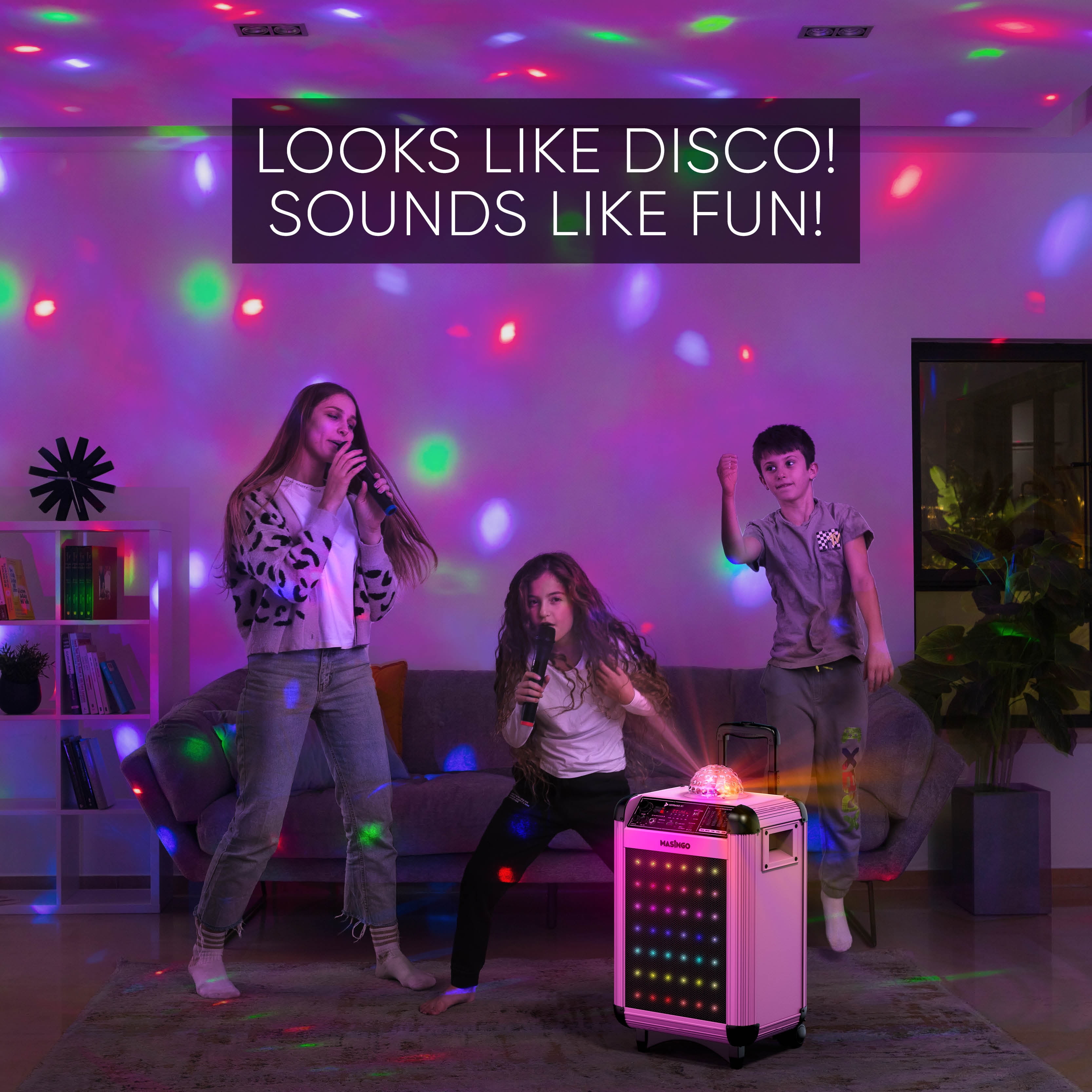Buy MASINGO Karaoke Machine with 2 UHF Wireless Microphones for Adults ...