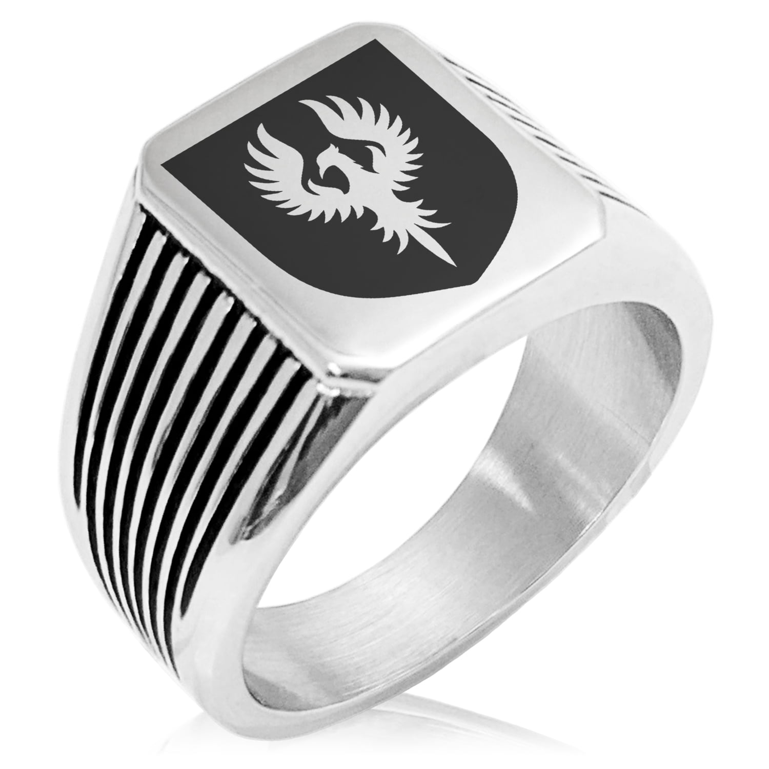 Stainless Steel Phoenix Resurrection Coat of Arms Shield Needle Stripe ...