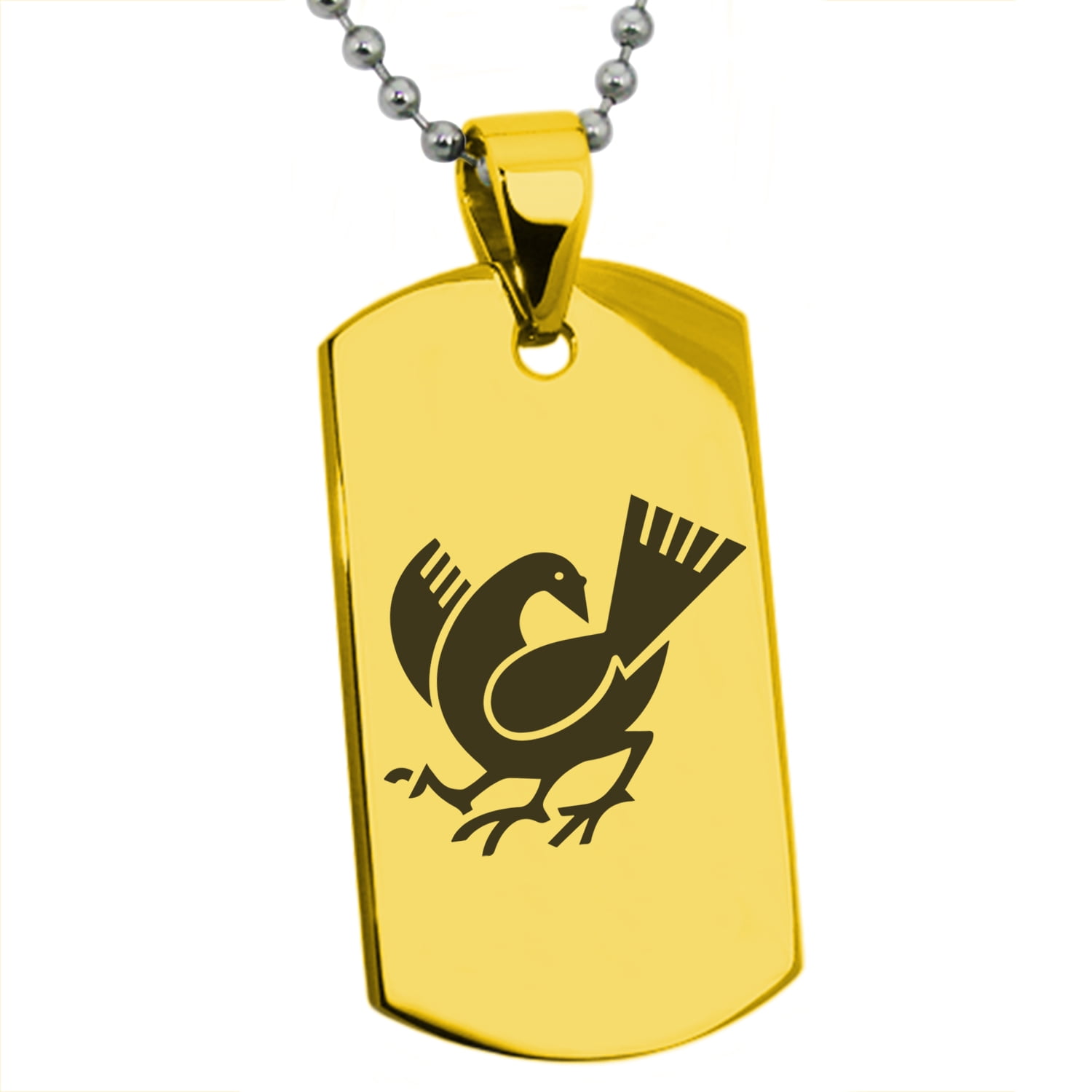 Stainless Steel Yata Crow Kamon Crest Engraved Dog Tag Pendant Necklace ...