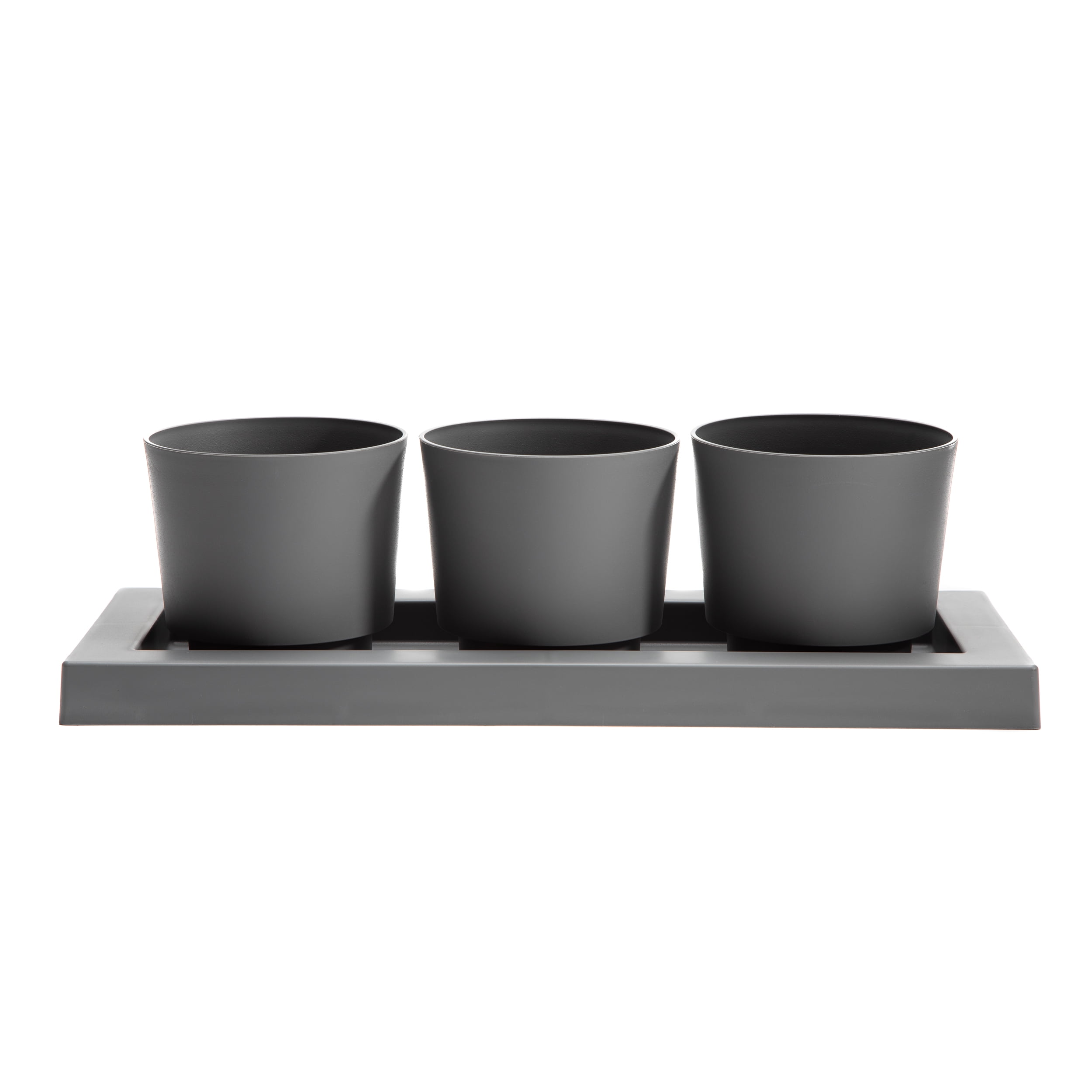 Bloem Trio Flight 3 Planter Pots W/ Saucer Tray 14 x 4 Plastic ...