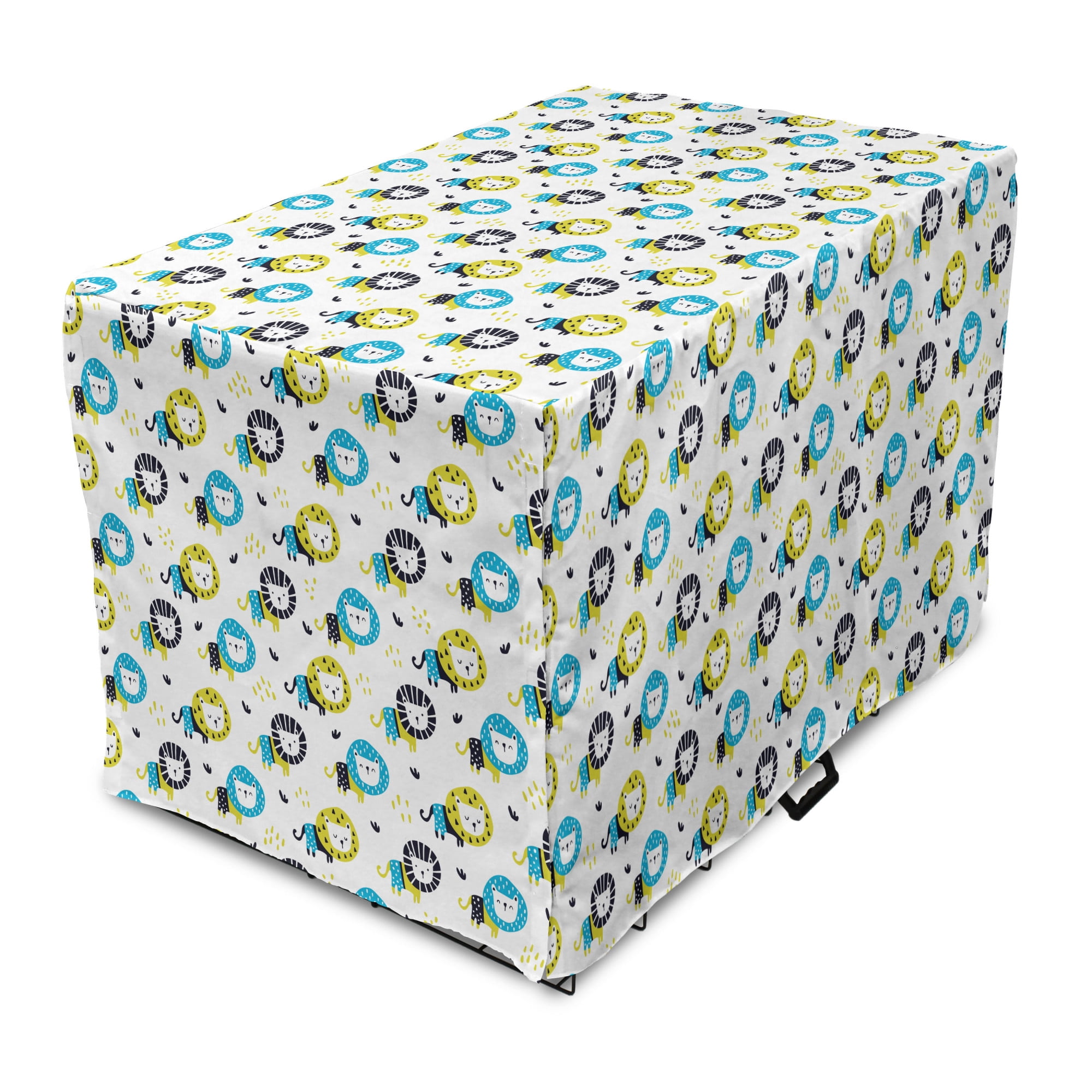 Cats Dog Crate Cover, Repeating Exotic Wild Cats Lions in Scandinavian ...