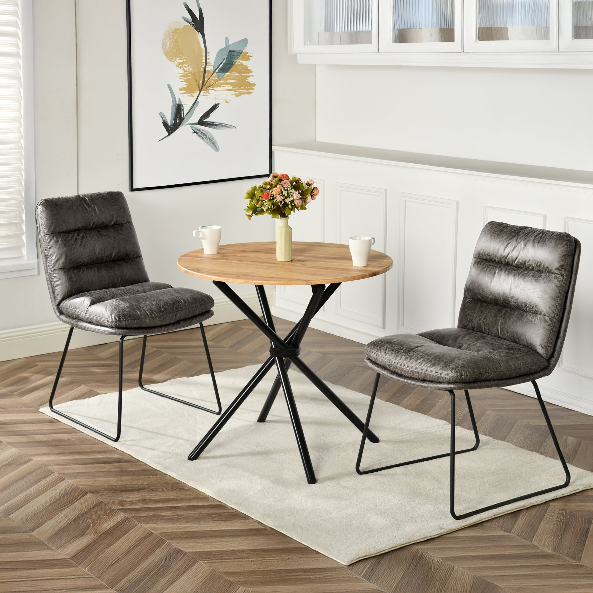 Click here for Homy Casa Set Of 2 Faux Leather Side Chairs prices