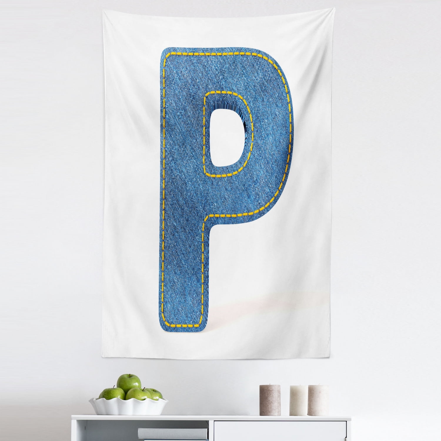 Letter P Tapestry, Theme Font Design Alphabet Uppercase P with Blue ...