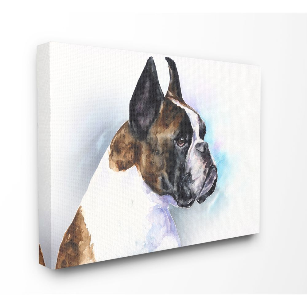 Stupell Industries Boxer Dog Pet Animal Watercolor Painting Canvas Wall ...