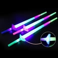 3 Pcs Glow Sword Bulk 4 Section Extendable LED Glow Stick Flashing ...