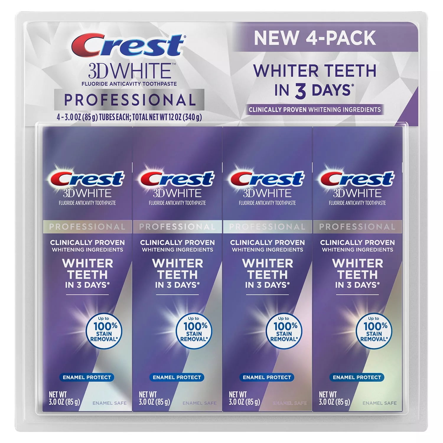 Crest 3D White Professional Enamel Protect Toothpaste, 3 Ounce (Pack of ...