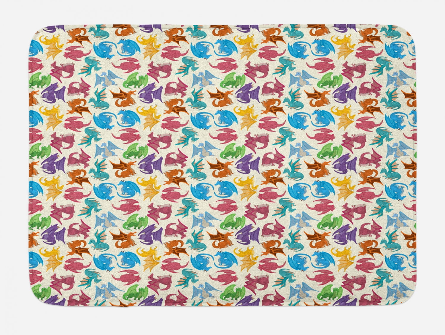 Dragon Bath Mat, Cartoon Style Design for Children Animal Pattern ...