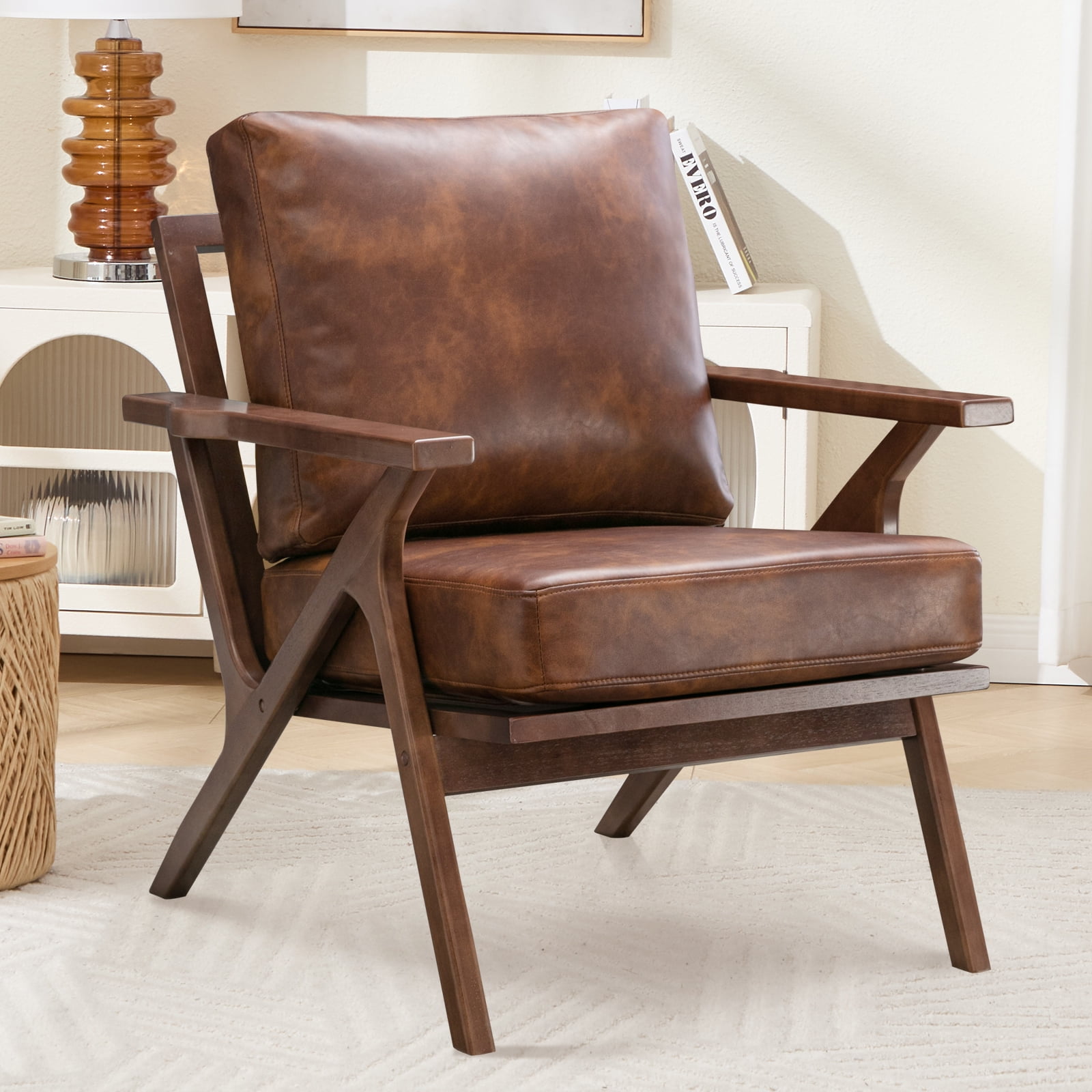 Click here for Bonzy Home Pu Leather Accent Chair  Mid Century Mo... prices