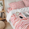 Abstract Pink Waves Duvet Cover Set King Size, Art Boho Marble Swirls ...
