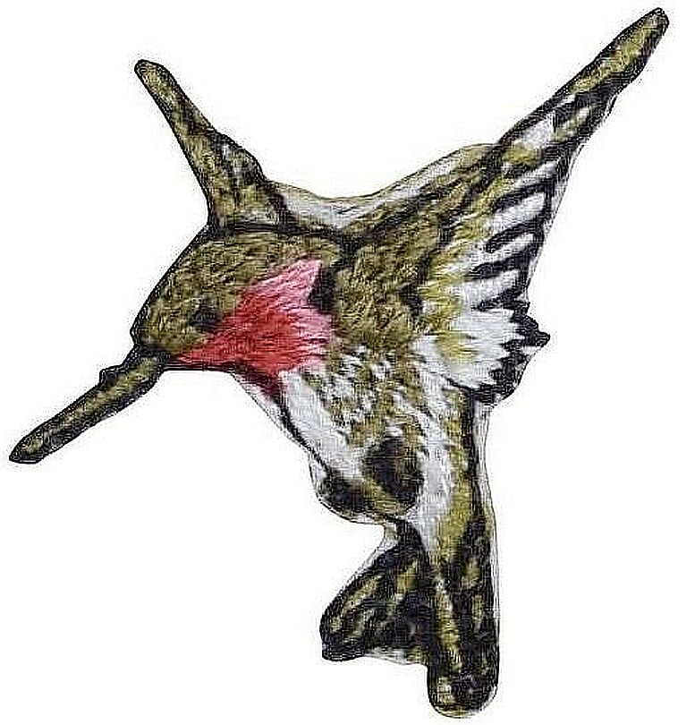 Mini Hummingbird, Ruby Red-Throated, Facing Left, Embroidered, Iron-on ...