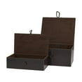 DecMode Handmade Storage Dark Brown Leather Decorative Box with Leather ...