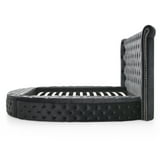 Elizabeth Upholstered Velvet Round Storage Queen Size Bed in Black ...