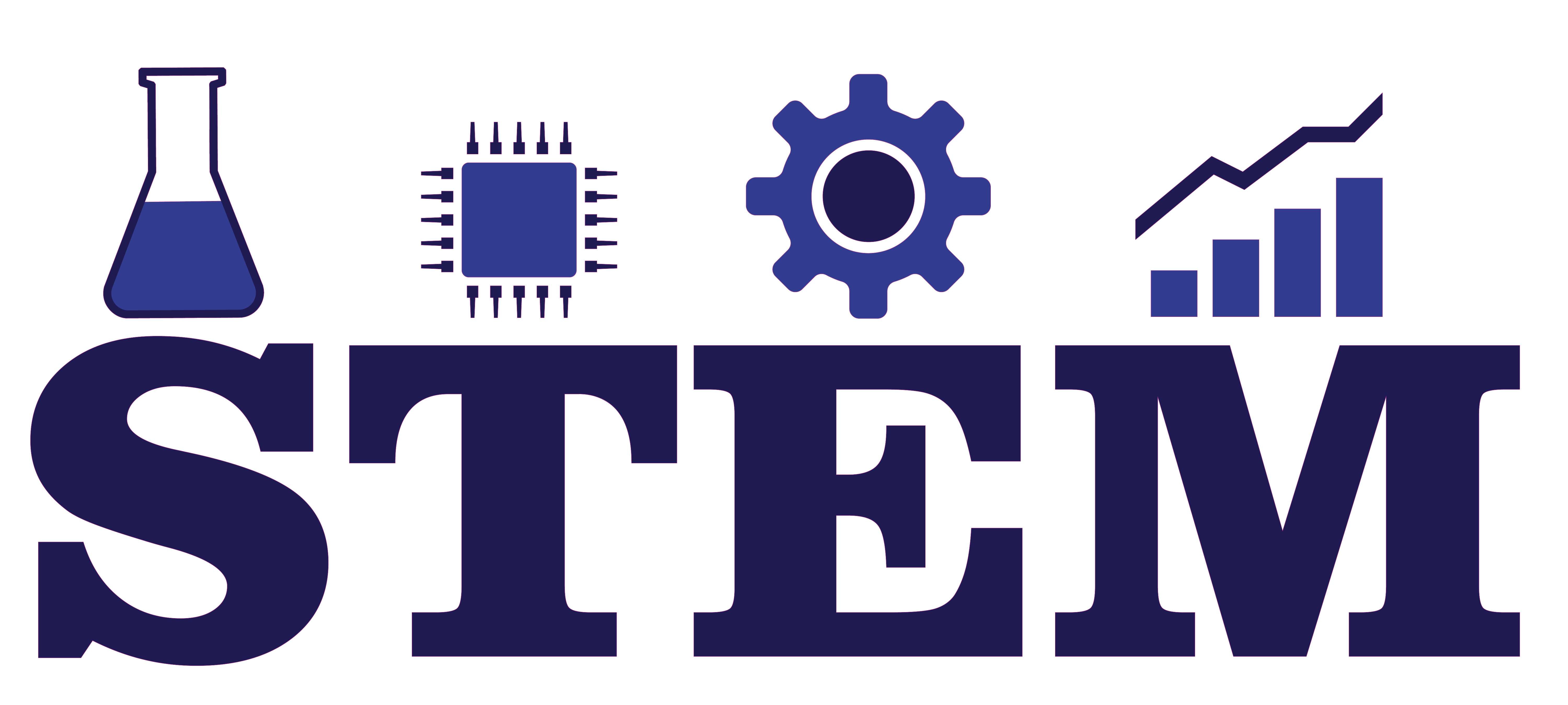 STEM Banner Art with Graphs, Cogwheel, Computer Chip and Laboratory ...