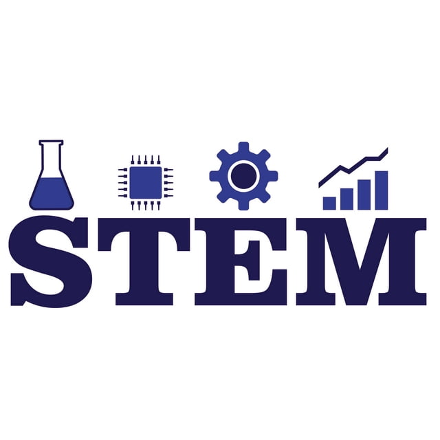 STEM Banner Art with Graphs, Cogwheel, Computer Chip and Laboratory ...