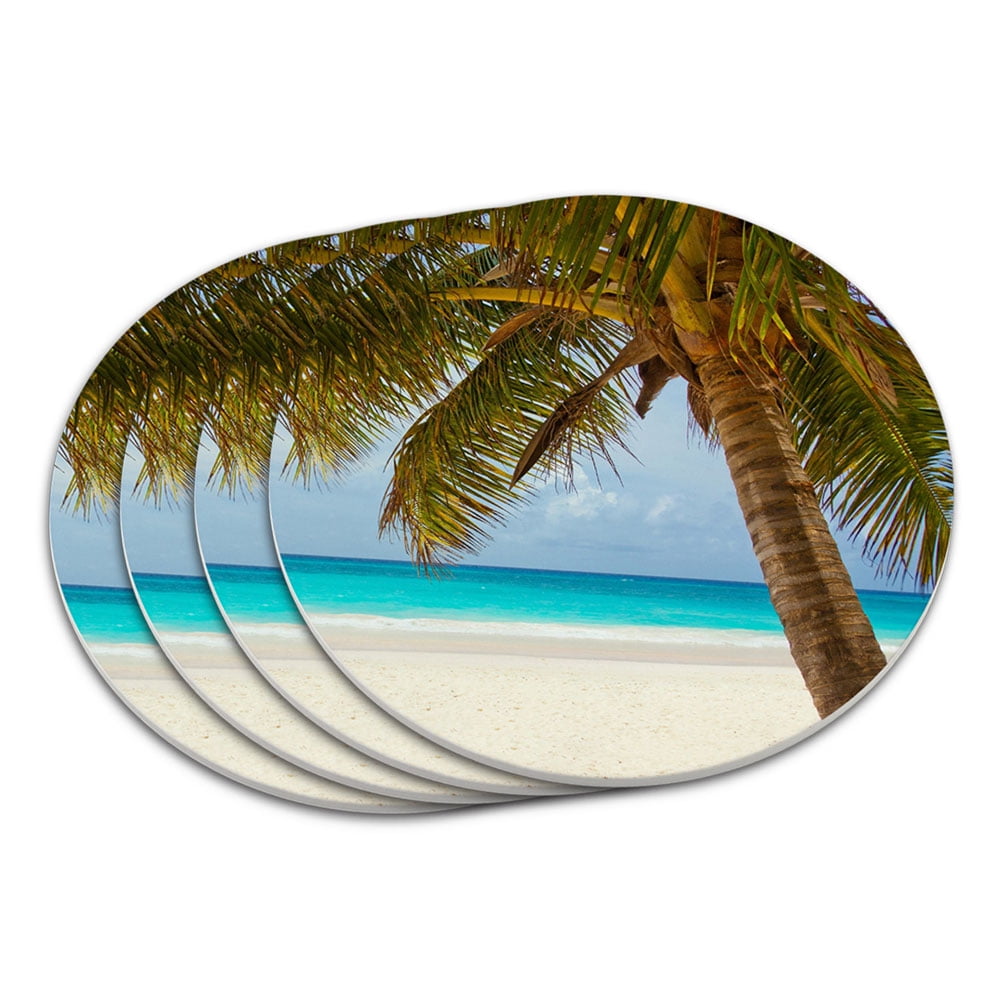 Tropical Palm Tree Ocean Beach Coaster Set - Walmart.com