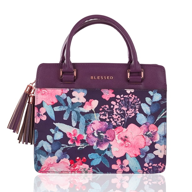 Blessed Purple Floral Purse-Style Bible Cover - Walmart.com