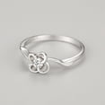 S925 Sterling Silver Ring, Four-Leaf Petal Design with Gold-Plated ...