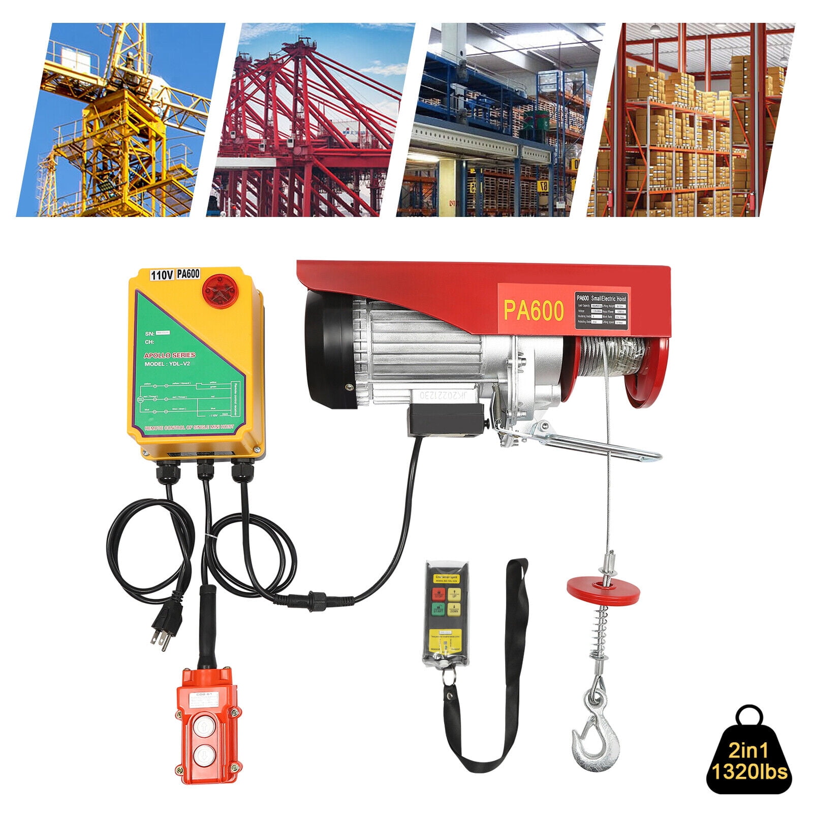 Miumaeov Automatic Lift Electric Cable Hoist with Wireless&Wired Remote ...