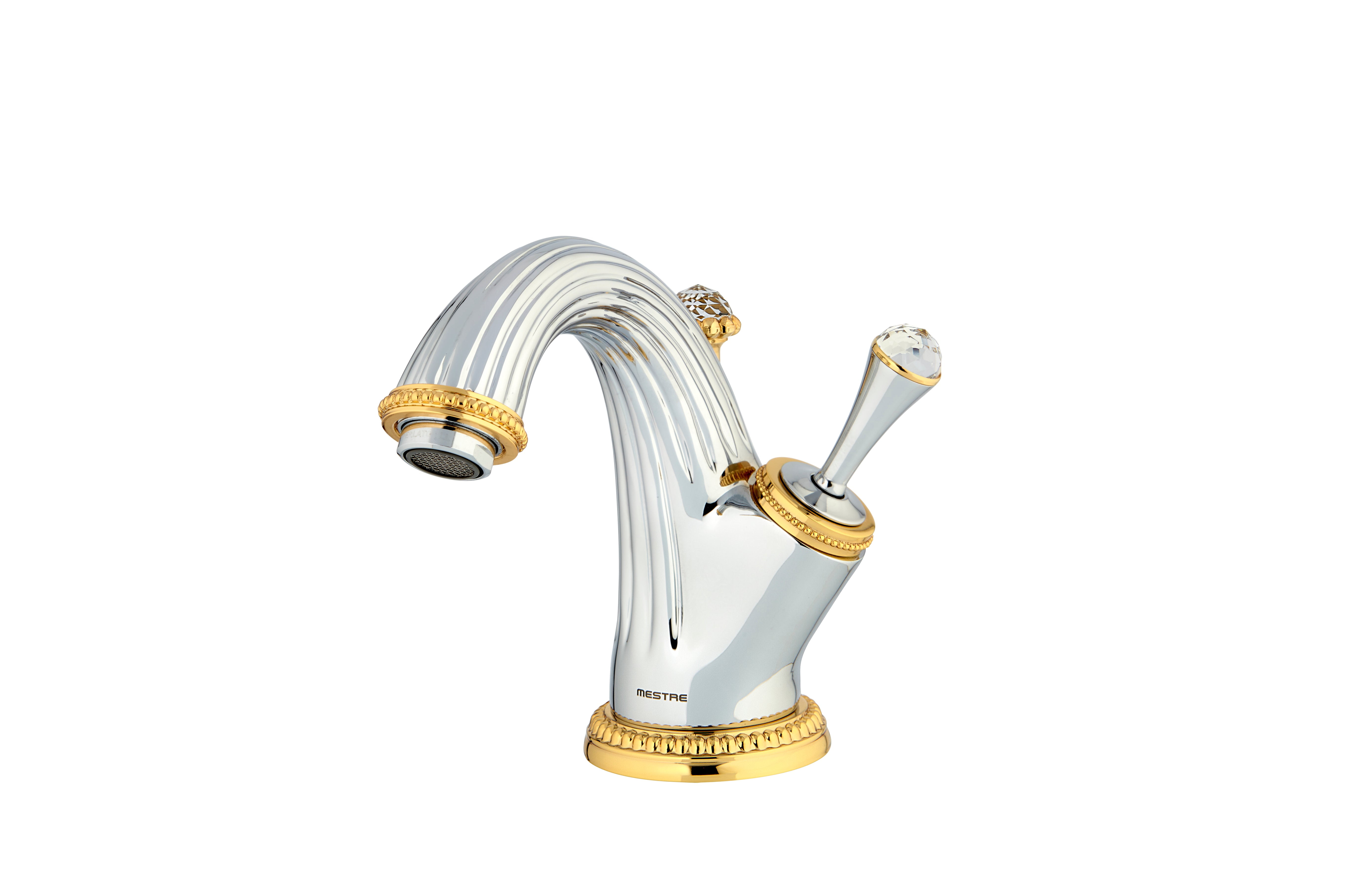 Artica Swarovski Chrome Gold single hole bathroom sink faucet, luxury ...