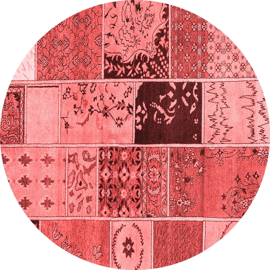 Ahgly Company Indoor Round Patchwork Red Transitional Area Rugs, 8 ...