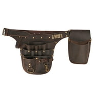 TOURBON Leather Tool Belt Suspenders Heavy Duty Carpenter Construction tool belt Fully ...
