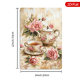 8x12 Inch Metal Wall Art, Elegant Tea Set and Pink Rose Floral Design ...