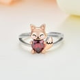 AOBOCO 925 Sterling Silver Fox Ring Cute Fox Holding Birthstone Heart ...