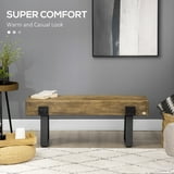 HOMCOM Garden Bench with Metal Legs, Rustic Wood Effect Concrete Dining ...
