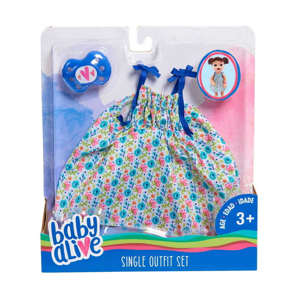 Baby Alive Single Outfit Set - Floral Dress with Blue Straps - Walmart ...