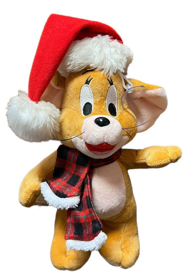 Holiday Jerry Mouse Plaid Scarf Santa Hat From Tom & Jerry Plush Doll 7 ...
