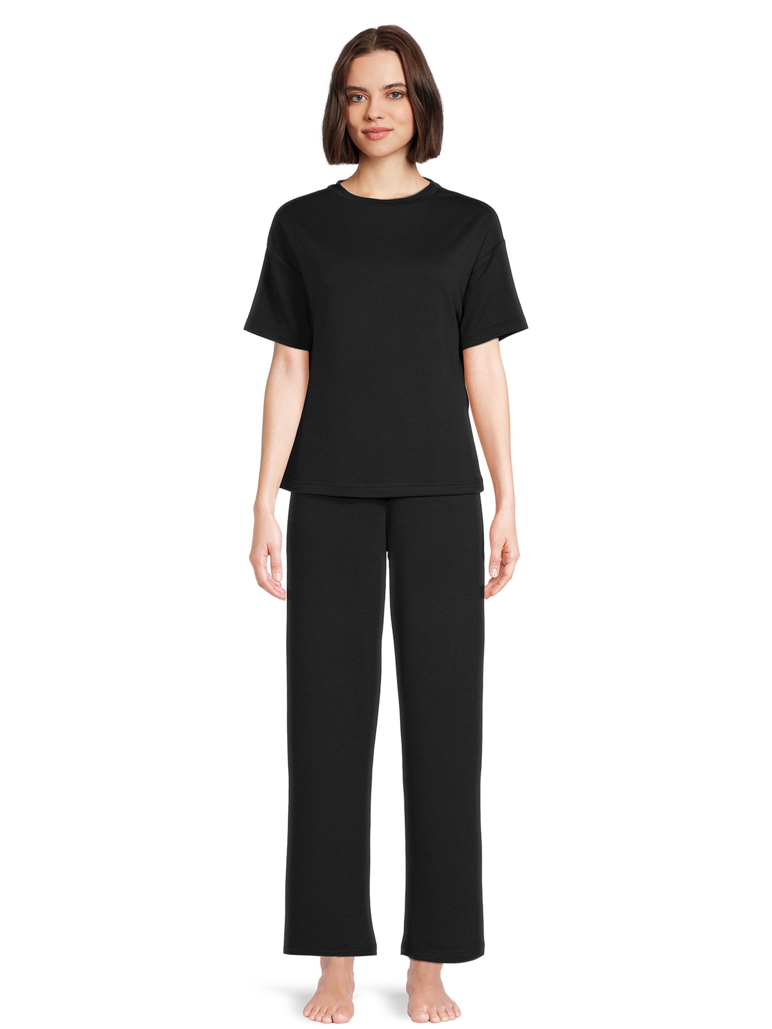 Lissome Women's and Women's Plus Size French Terry Top and Pants Sleep ...