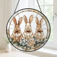 Bunny Trio With Bow Stained Glass Style Window Suncatcher Hanging Decor ...