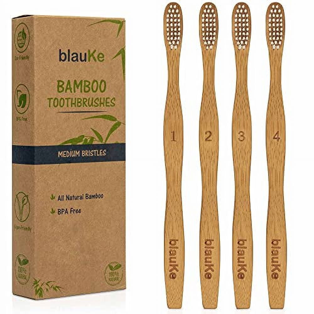 Set de Cepillos de Dientes de Bambú BlauKe Cerdas Medianas Paquete de 4 ...