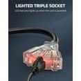 DEWENWILS 2FT Heavy Duty Extension Cord with 3 Lighted Outlets 3 Prong ...