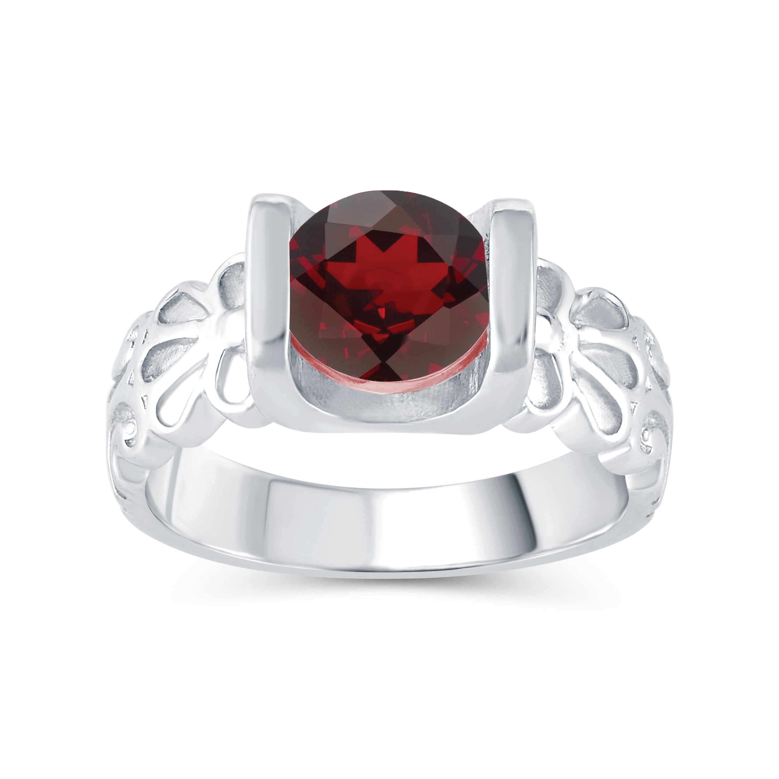 Sterling Silver with Natural Choice of Gemstone Solitaire Ring ...